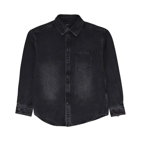 PURPLE BRAND Oversized Western Casual Button-down Shirt - Grey