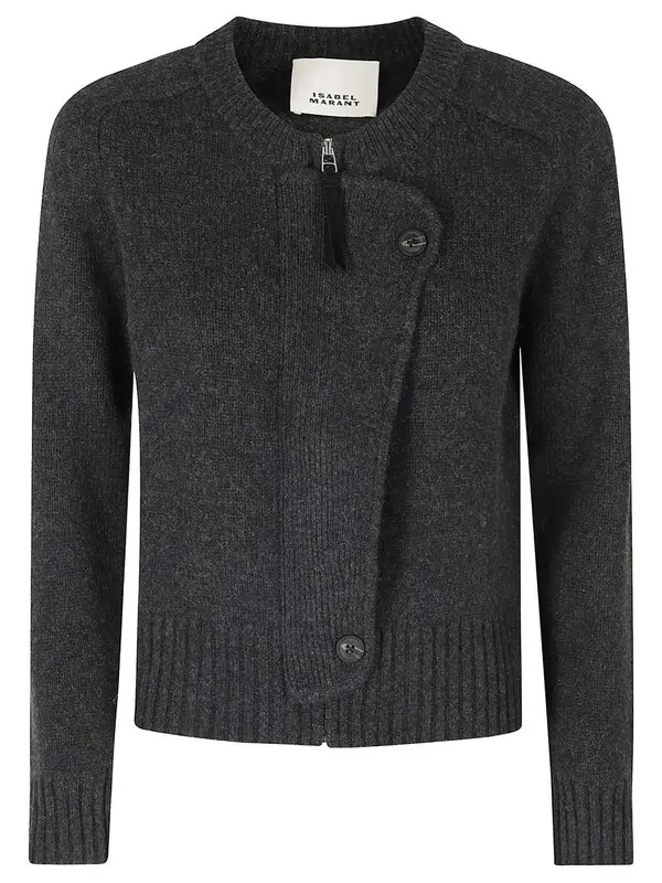 Isabel Marant Étoile Murielle Cardigan With Zip In Wool And Cashmere - Grey