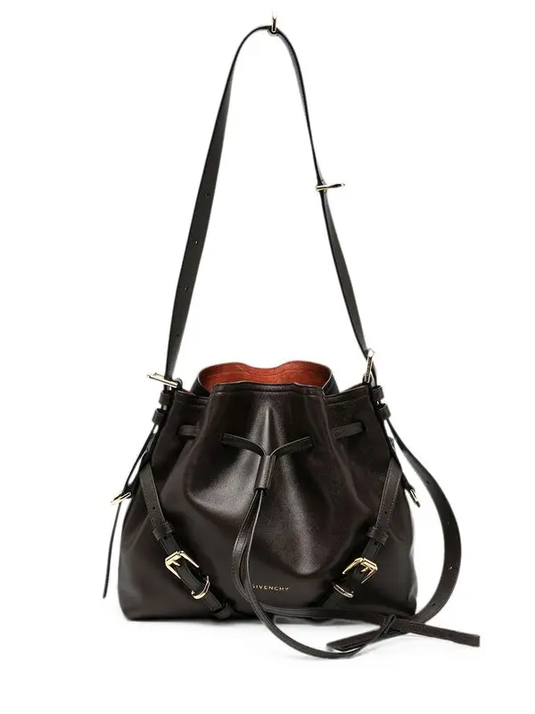Givenchy Small Voyou Bucket Bag In Shiny Leather - Brown