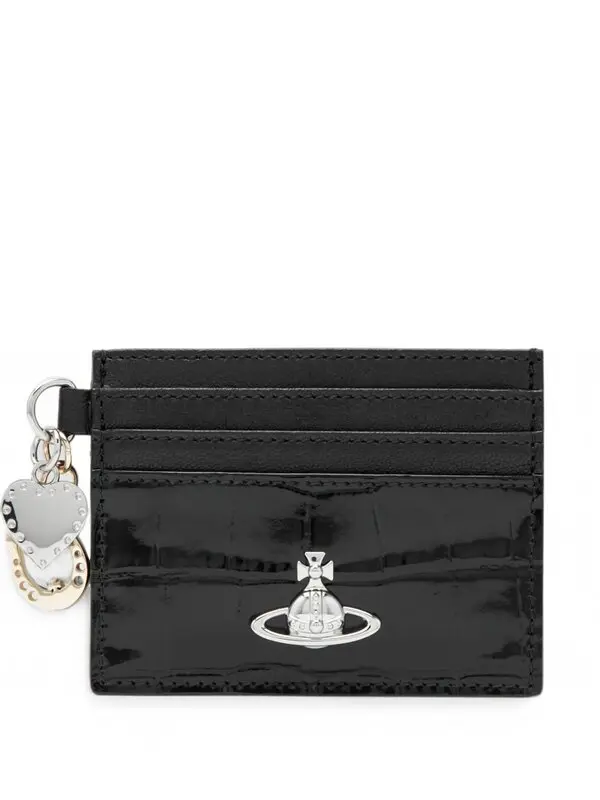 VIVIENNE WESTWOOD Crocodile Effect Leather Cardholder With Charms - Black