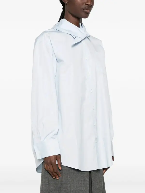 Prada Poplin Shirt With Knot Detail - Blue
