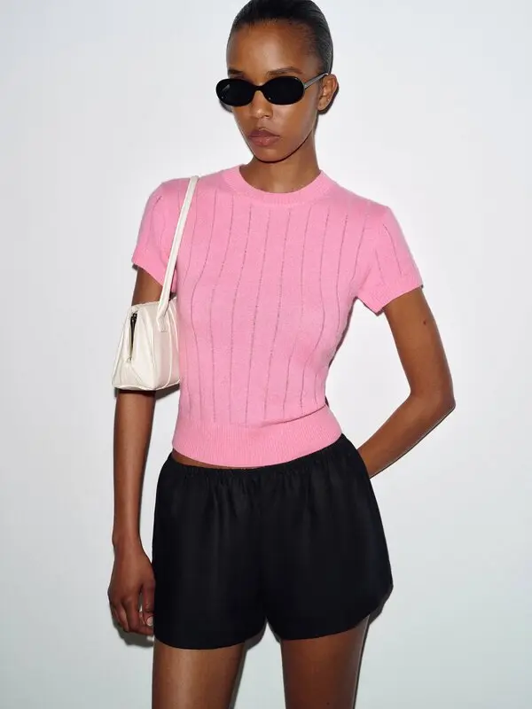 REFORMATION Darcy Cashmere T-shirt - Pink