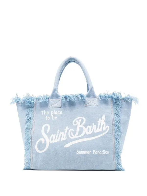 MC2 SAINT BARTH Fringe Trim Tote Bag - Denim Blue
