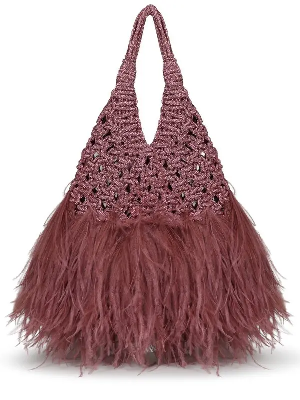 HIBOURAMA Resin & Ostrich Feather Mini Handbag - Pink