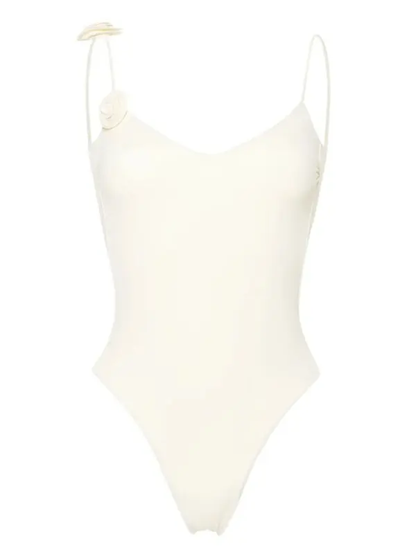 LA REVECHE Floral Appliqué One-piece Swimsuit - Ivory