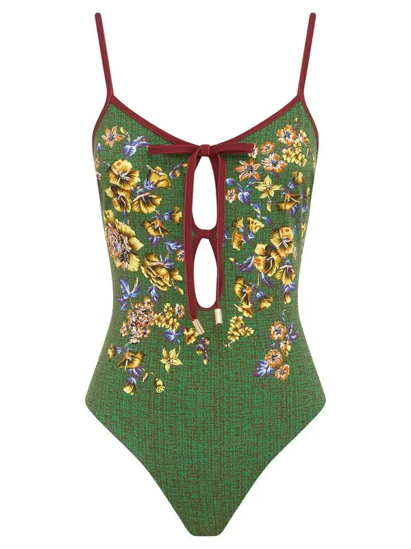 ALEMAIS Aleamais Scoop Neck Keyhole Cut-out Bodysuit With Bow Detail