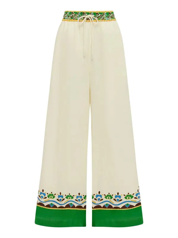 ALEMAIS High-waisted Hemp Trousers - Bianco