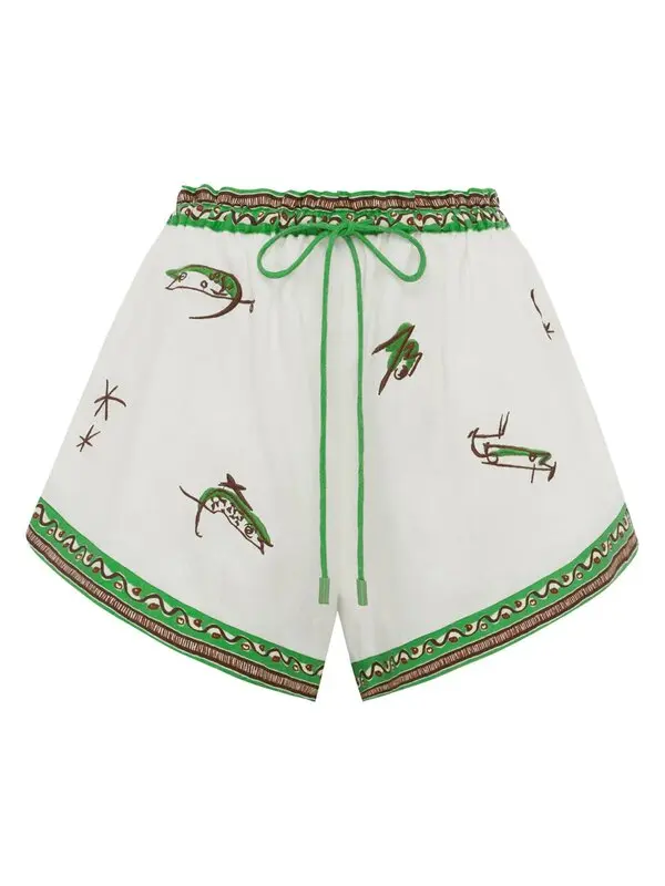 ALEMAIS Elasticated Drawstring Linen Shorts - Bianco