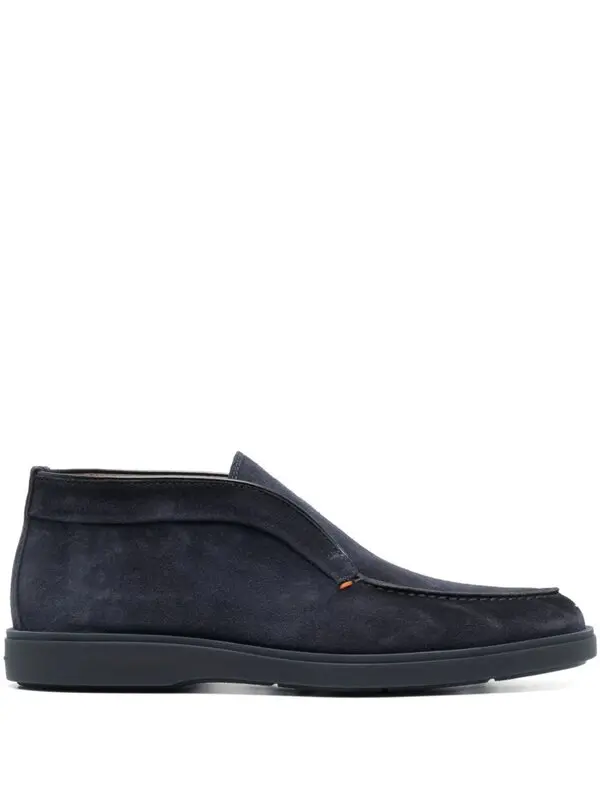 Santoni Calf Leather Flat Dress Shoes For - Navy