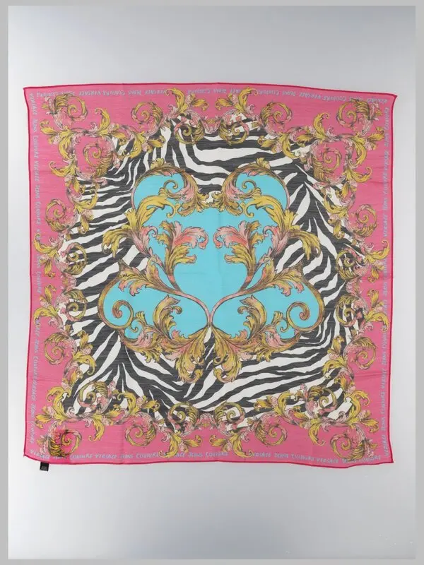 Versace Versatile Foulard Scarf In Virgin Wool & Silk - Multicolour