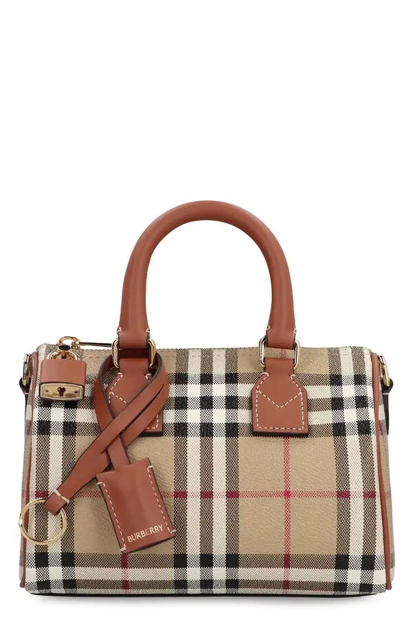 Burberry Mini Bowling Handbag With Detachable Shoulder Strap - Beige