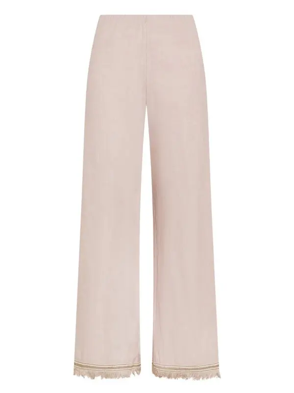 Seventy Linen Fringed Hem Elasticated Waistband Trousers - Pink