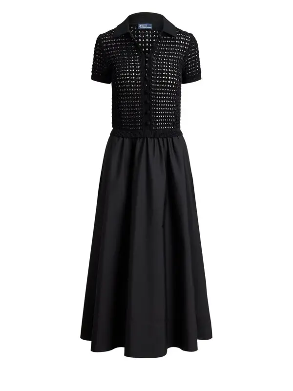 Ralph Lauren Crochet Knit Polo Dress - Black