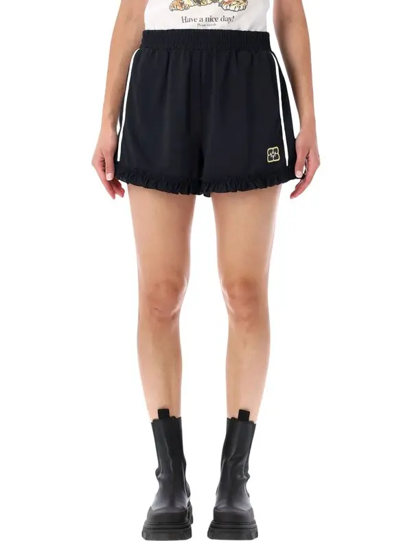 GANNI Sleek High-waist Mini Shorts In Recycled Polyester - Nero