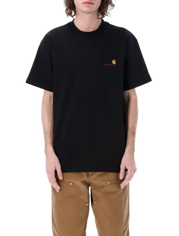 Carhartt Work In Progress Soft Organic Cotton American Script T-shirt Loose Fit - Black