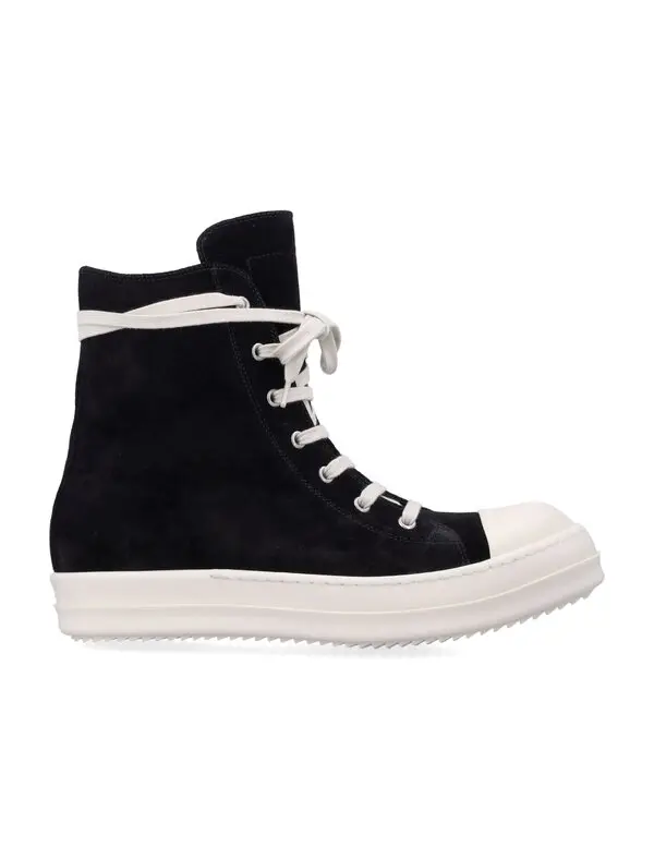 Rick Owens Suede High-top Sneakers - Black/milk/milk
