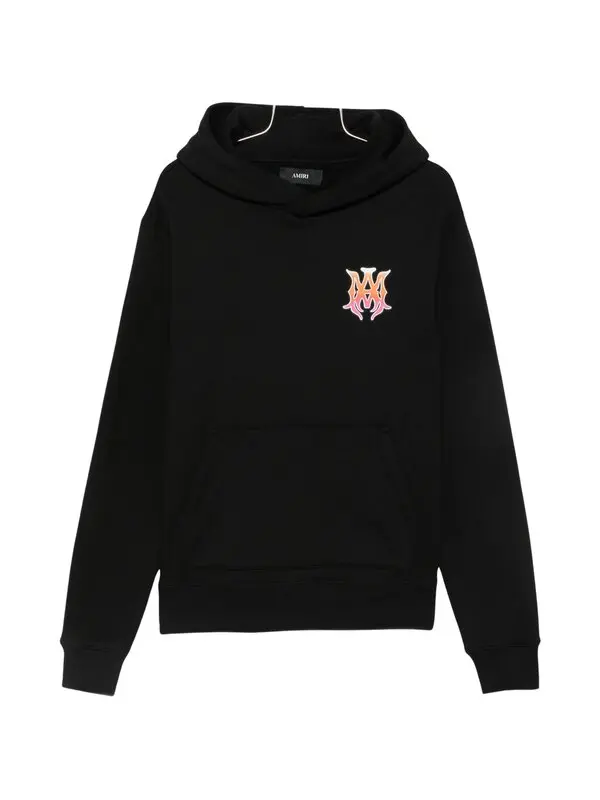Amiri Cotton Hoodie With Embellished Logo - Black