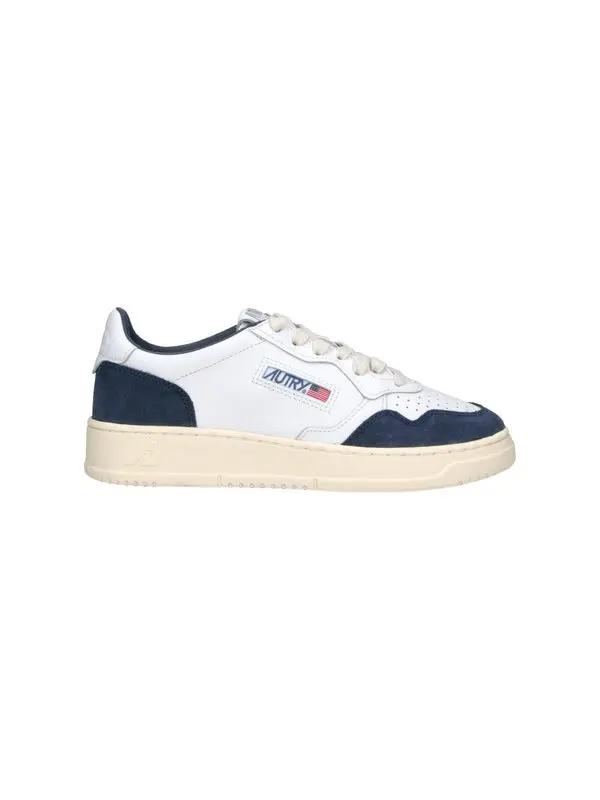 AUTRY Leather & Suede Lace-up Sneakers - White