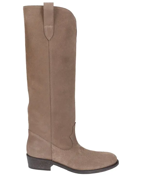 VIA ROMA 15 Suede Knee-high Boots - Beige