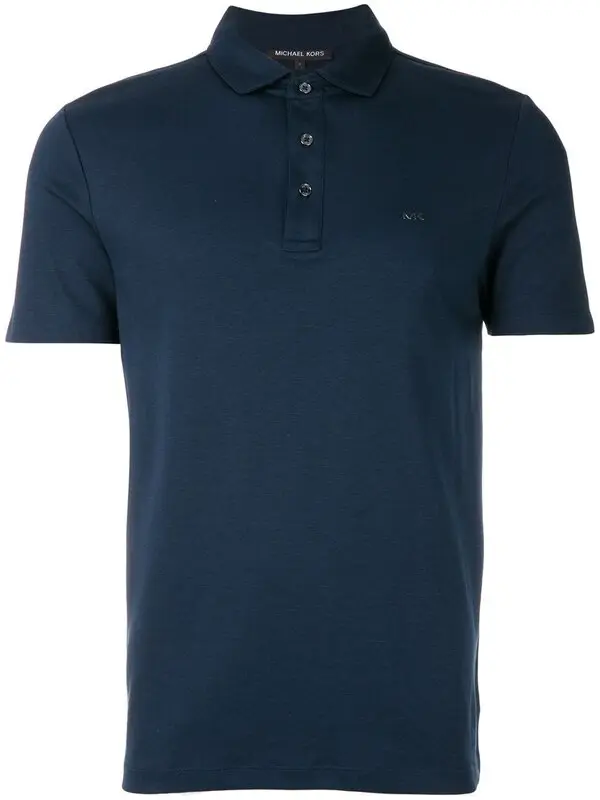 Michael Kors Short Sleeve Button Closure Logo Polo For - Navy