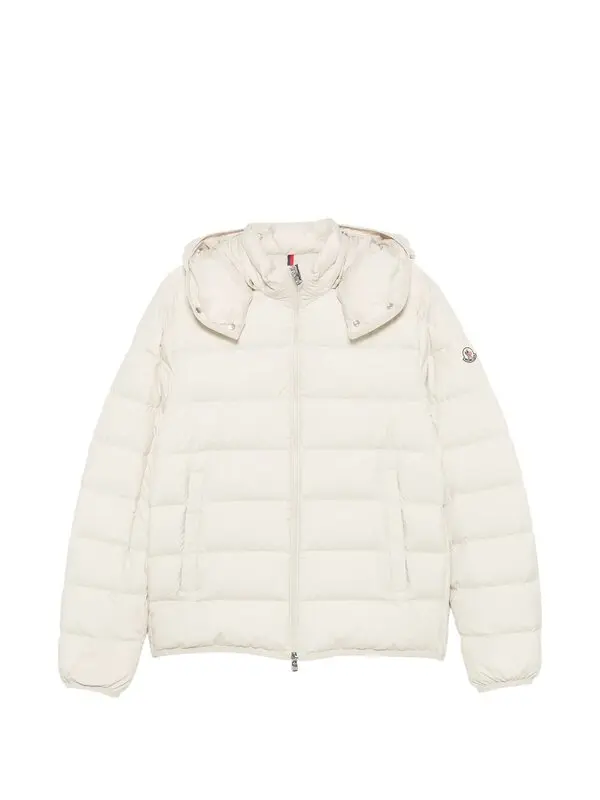Moncler Down-filled Hooded Coat With Detachable Adjustable Hood And Elastic Cuffs - Bianco
