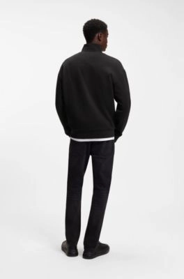 Hugo Relaxed-fit Cotton Sweatshirt With Zipper Neck