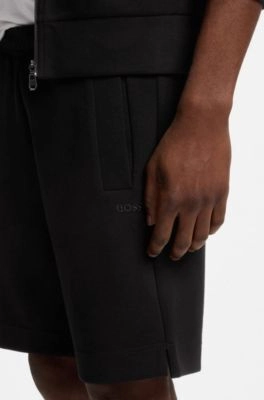 BOSS Logo-embroidered Cotton-blend Piqué Jersey Shorts