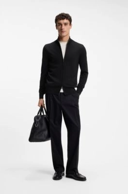 BOSS Merino Wool Zip-up Sweater