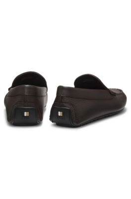 BOSS Tumbled-leather Loafers With Driver Sole