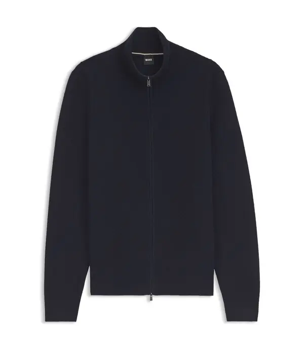 BOSS Cotton Cardigan With Diagonal Structure