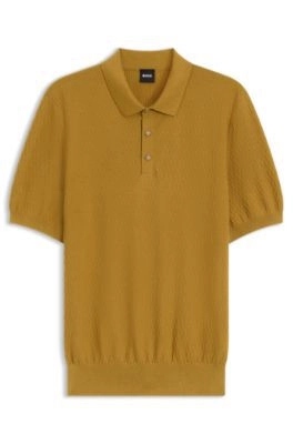 BOSS Regular-fit Knit Polo In Structured Fabric