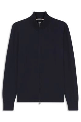 BOSS Zip-up Sweater In Merino Wool