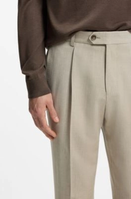 BOSS Regular-fit Pants In A Wool Blend With Silk