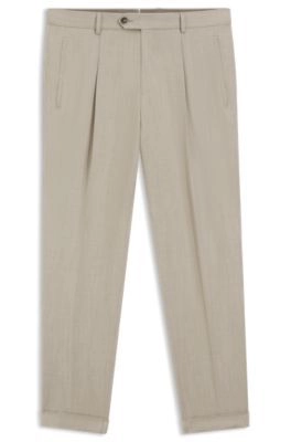 BOSS Regular-fit Pants In A Wool Blend With Silk