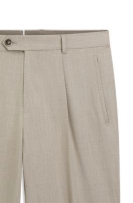 BOSS Regular-fit Pants In A Wool Blend With Silk
