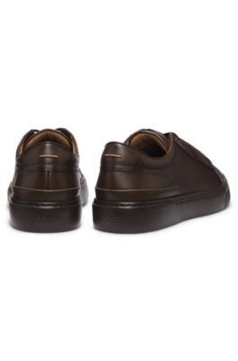 BOSS Gary Brushed Leather Sneakers - Dark Brown
