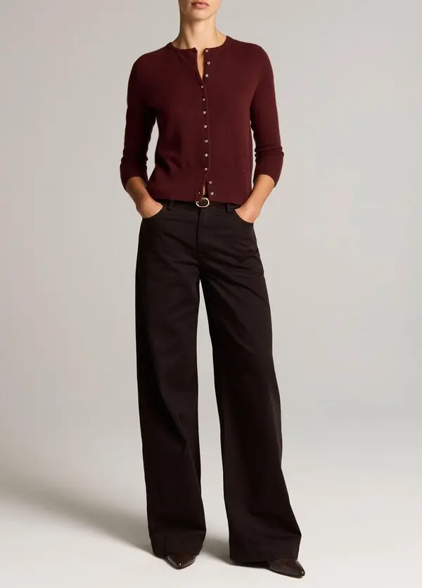Vince Washed Cotton Twill Mid-rise Wide-leg Pant - Cinderwood