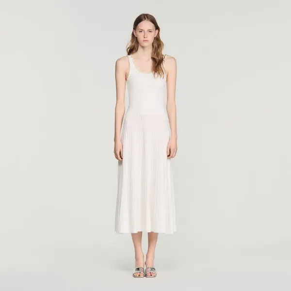 Sandro Rhinestone Knit Maxi Dress