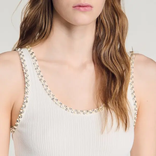 Sandro Rhinestone Knit Maxi Dress
