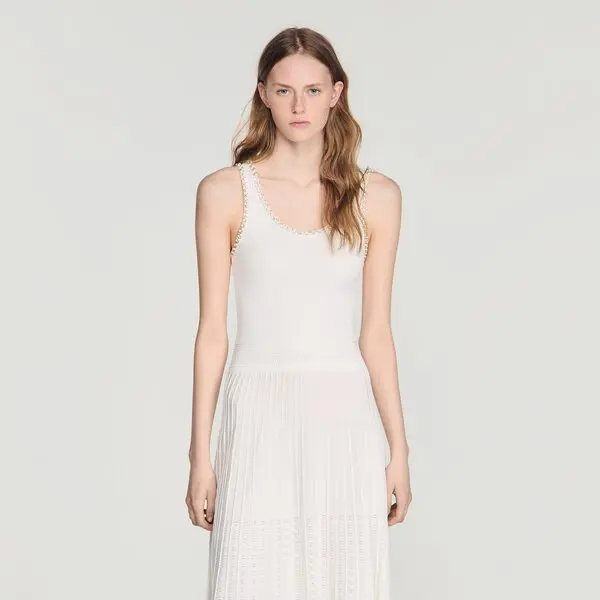 Sandro Rhinestone Knit Maxi Dress