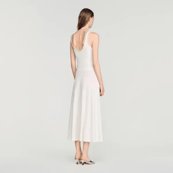 Sandro Rhinestone Knit Maxi Dress