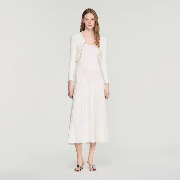 Sandro Rhinestone Knit Maxi Dress