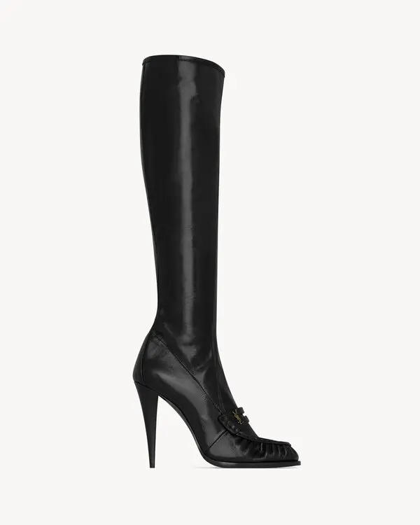 Saint Laurent Le Loafer Boots In Smooth Leather - Black