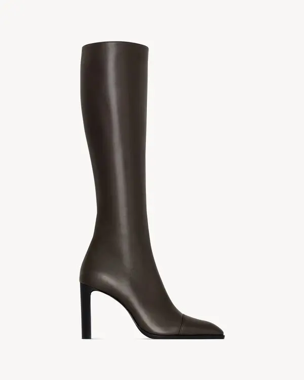 Saint Laurent Venetia Boots In Smooth Leather - Eagle Brown