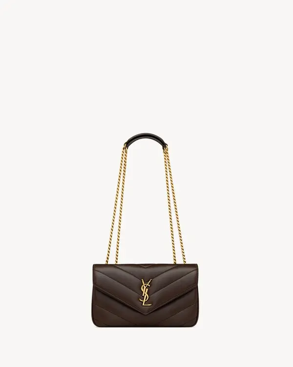Saint Laurent Loulou Small In Matelassé Lambskin - Deep Hickory