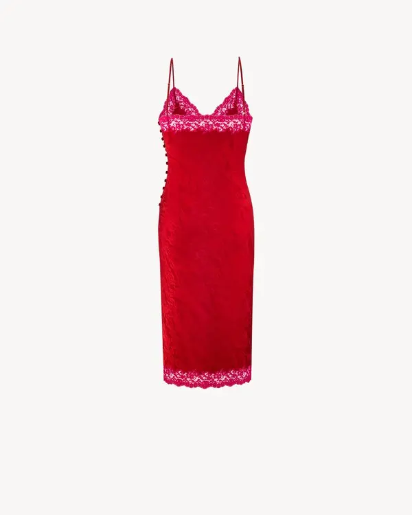 Saint Laurent Silk Satin Lace Dress