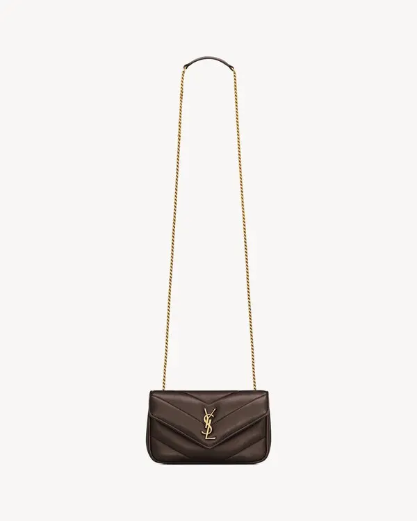 Saint Laurent Loulou Mini In Lambskin - Deep Hickory