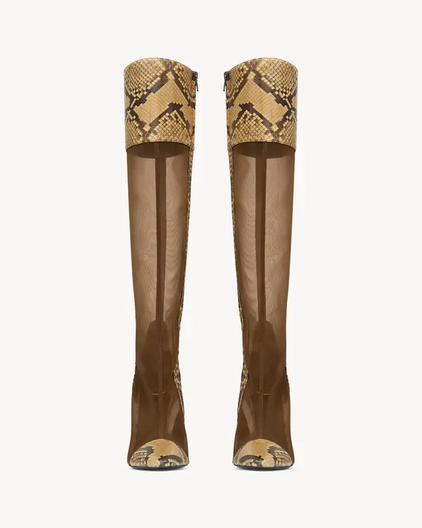 Saint Laurent 77 Boots In Mesh And Python