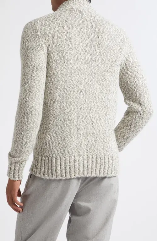Eleventy Stretch Wool Blend Full Zip Mock Neck Sweater