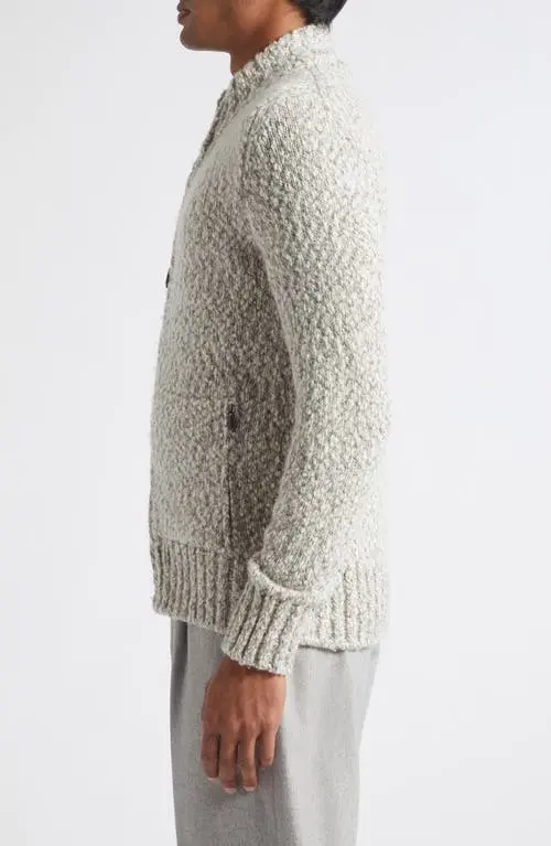 Eleventy Stretch Wool Blend Full Zip Mock Neck Sweater